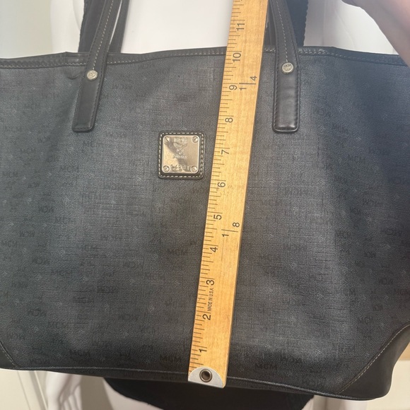MCM | Bags | Mcm Tote Bag Black And Dark Gray Grey Visetos Shoulder ...